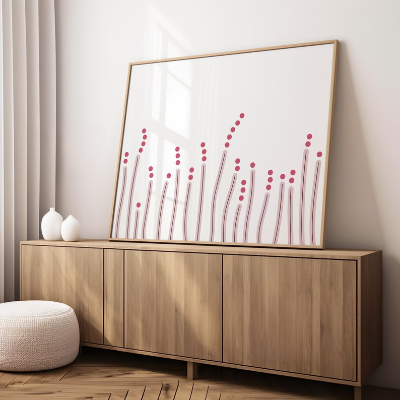 Scandinavian Line Art in Cherry Pink, Printable Wall Art Set of 4 ...