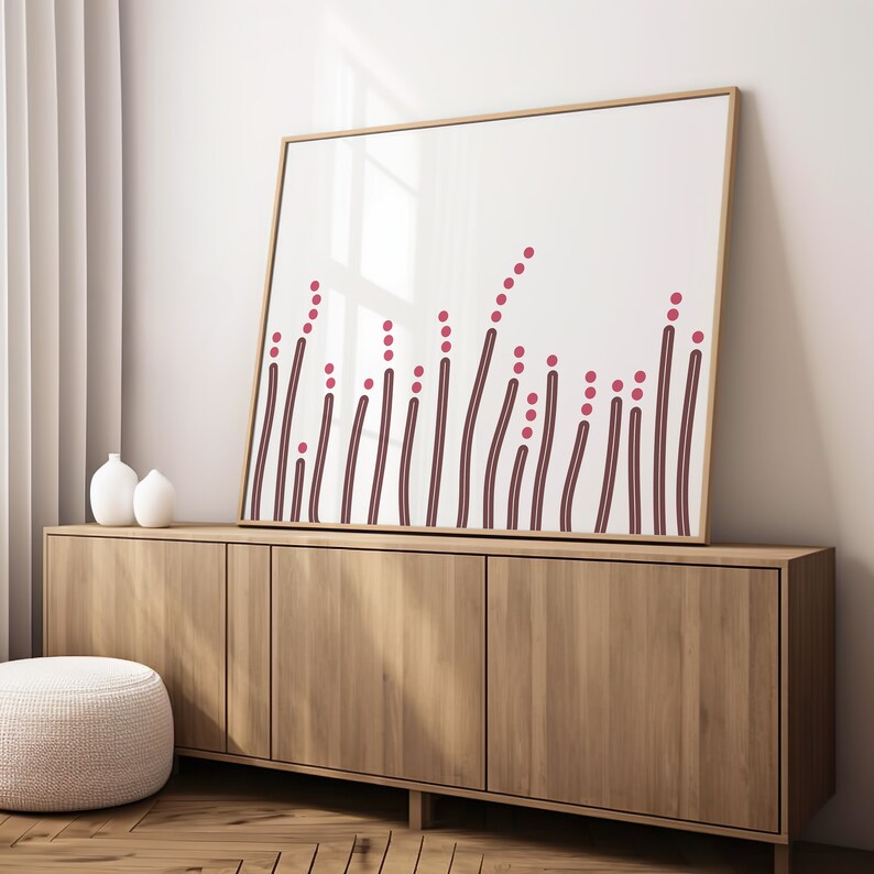 Scandinavian Line Art in Cherry Pink, Printable Wall Art Set of 4 ...