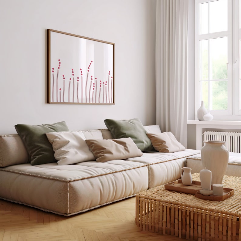 Scandinavian Line Art in Cherry Pink, Printable Wall Art Set of 4 ...