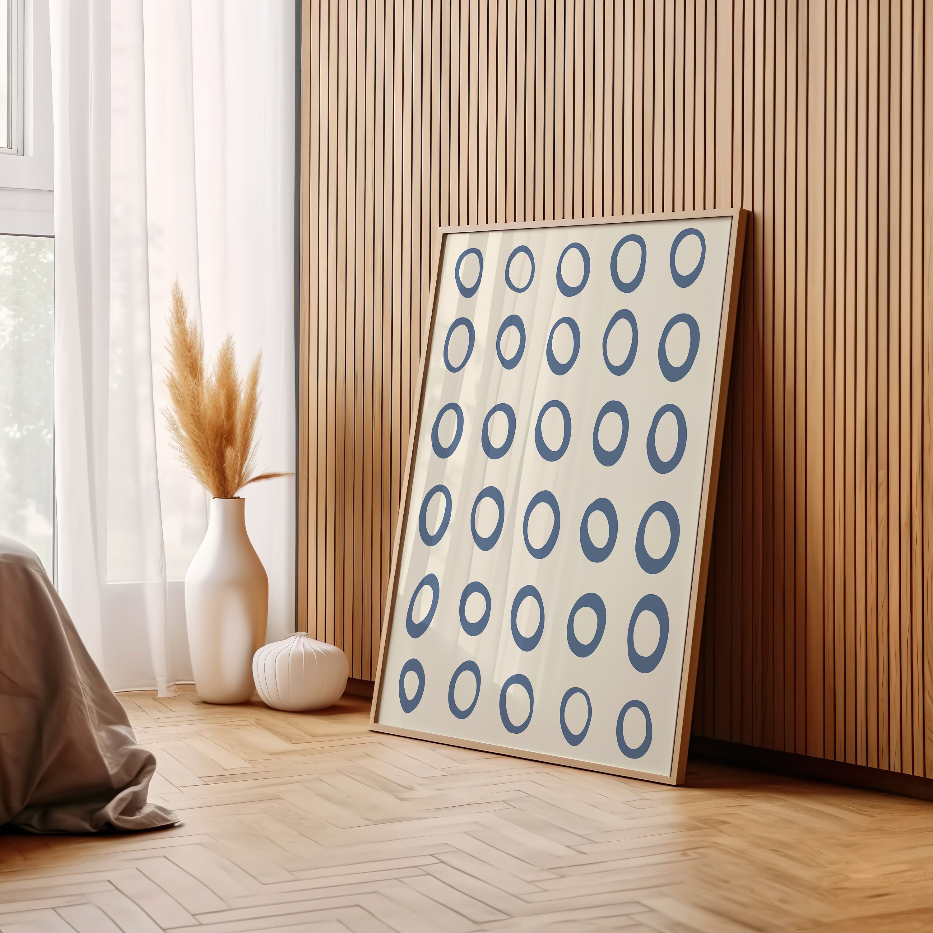 Blue Lines and Dots Poster Set, Minimalist Lines Wall Art Set of 6 ...