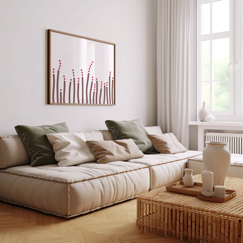 Scandinavian Line Art in Cherry Pink, Printable Wall Art Set of 4 ...