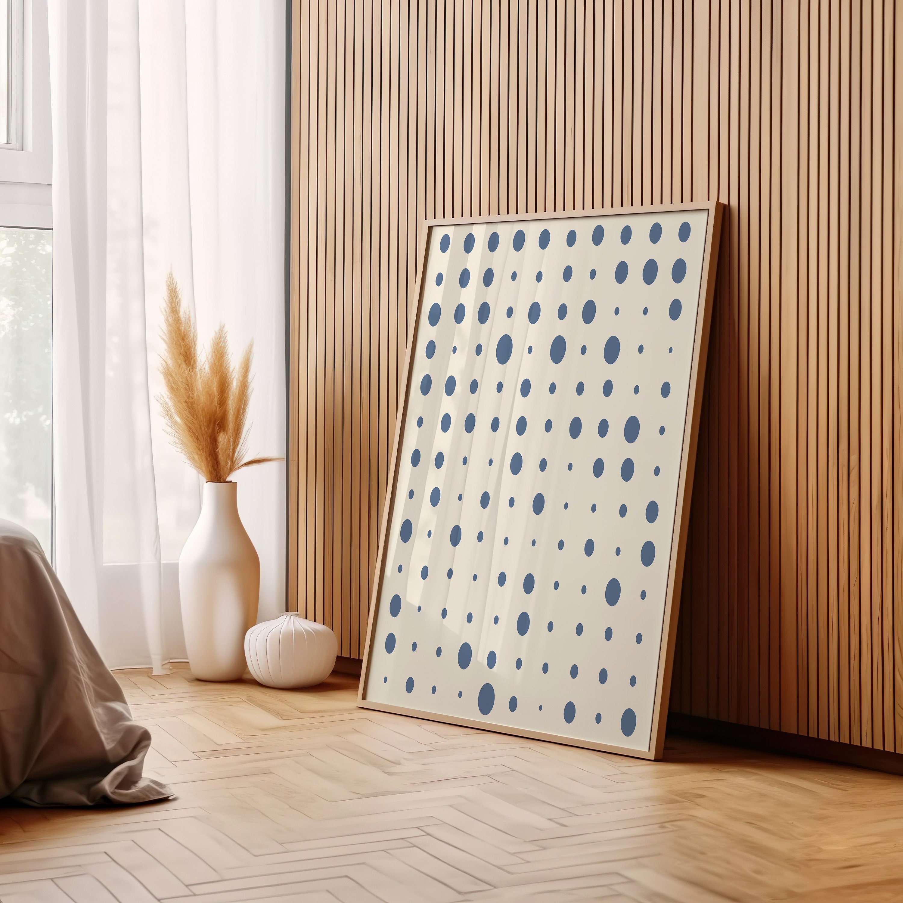 Blue Lines and Dots Poster Set, Minimalist Lines Wall Art Set of 6 ...