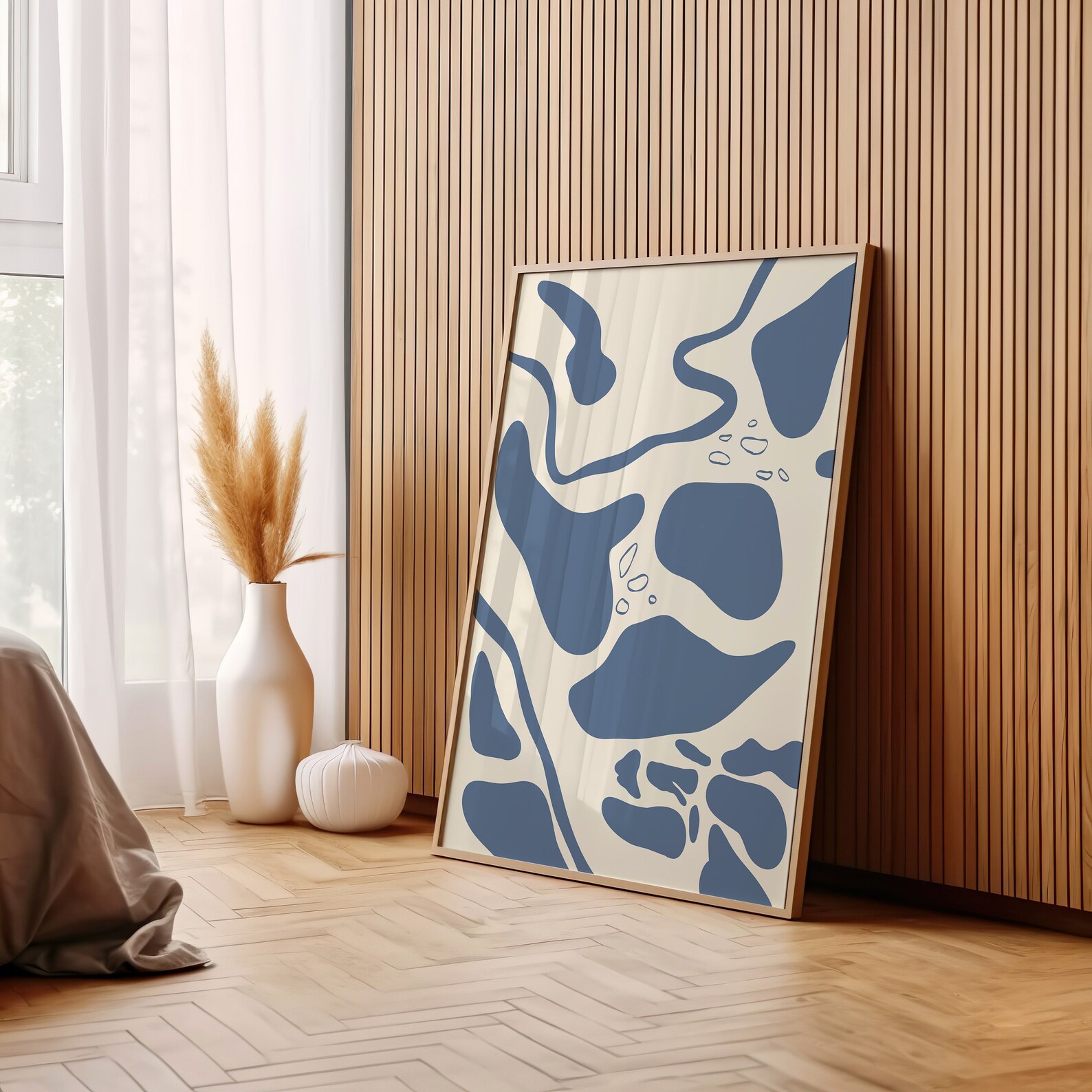 Blue Lines and Dots Poster Set, Minimalist Lines Wall Art Set of 6 ...