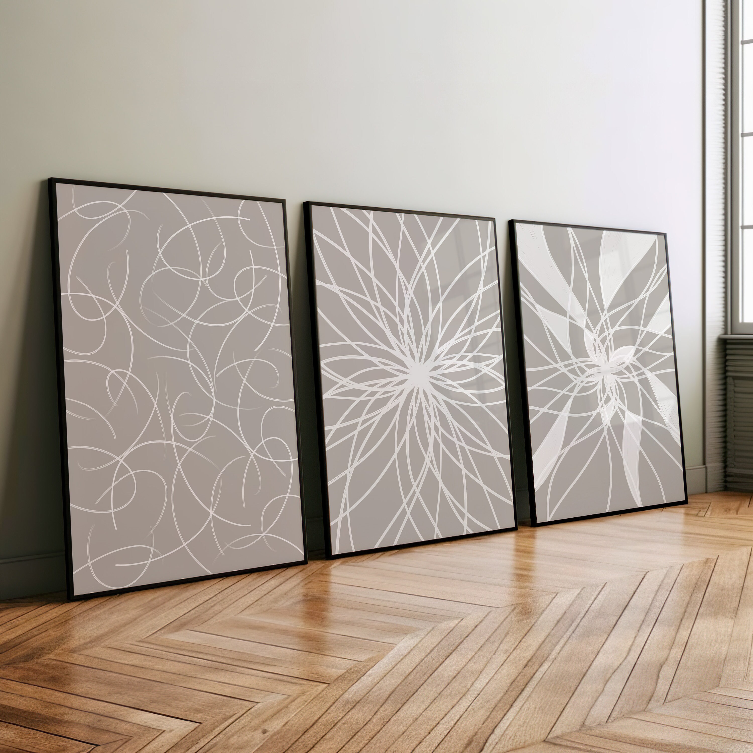 Boho Style Neutral Wall Poster, Printable Wall Art Set of 3, Minimalist ...