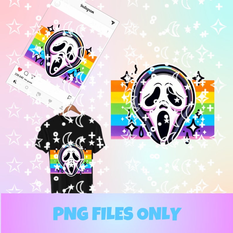 1 Rainbow Screamface, PNG Designs / Downloadable Digital File Bundle ...