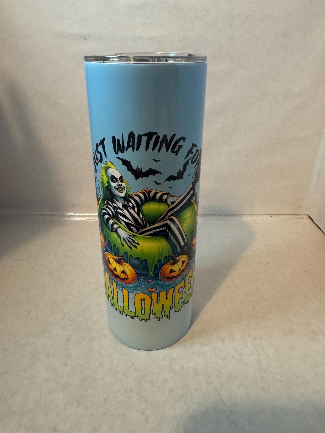 Beetlejuice Halloween Stainless Steel Tumbler, Pool Float Design (20 Oz ...