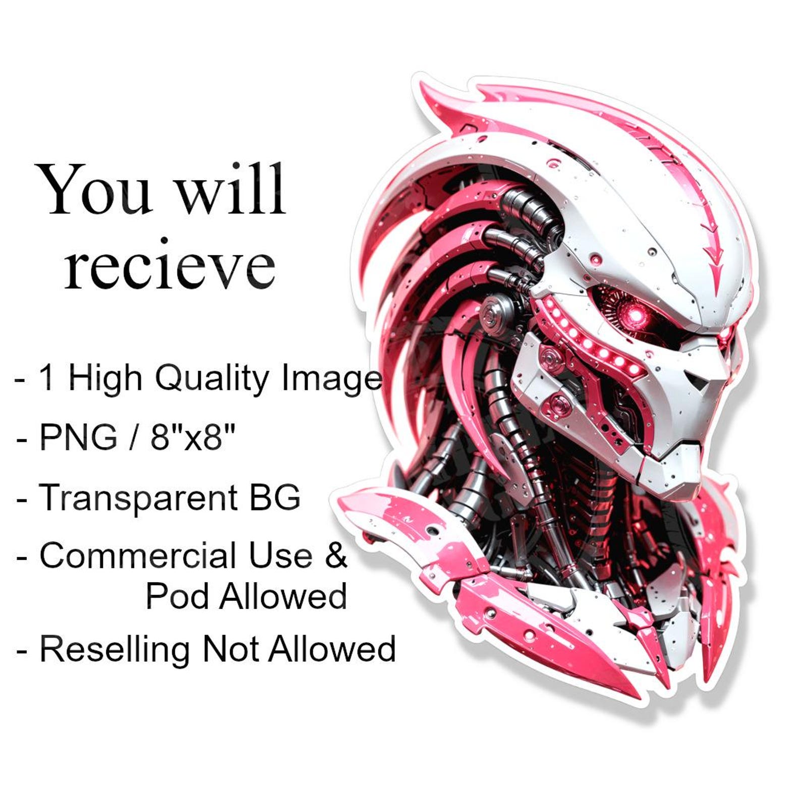 Pink Cyborg Digital Sticker Clipart, High-quality PNG, Sci-fi Art ...