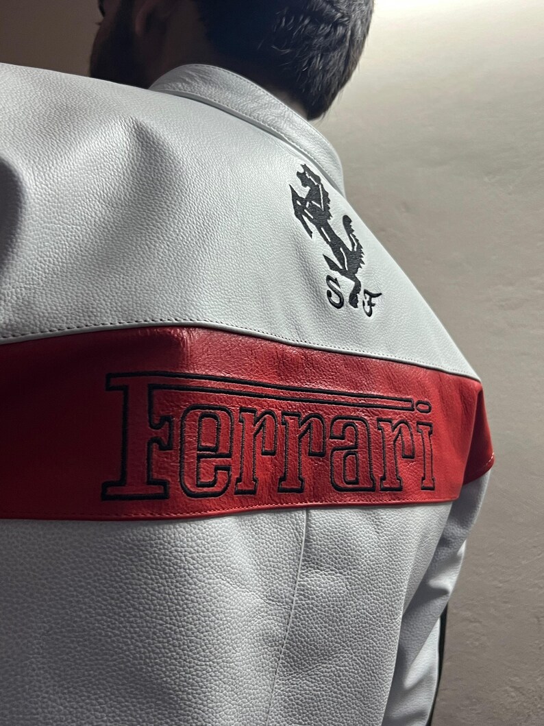 Ferrari Motorcycle Racing Leather Jacket F1 Ferrari Racing Streetwear ...