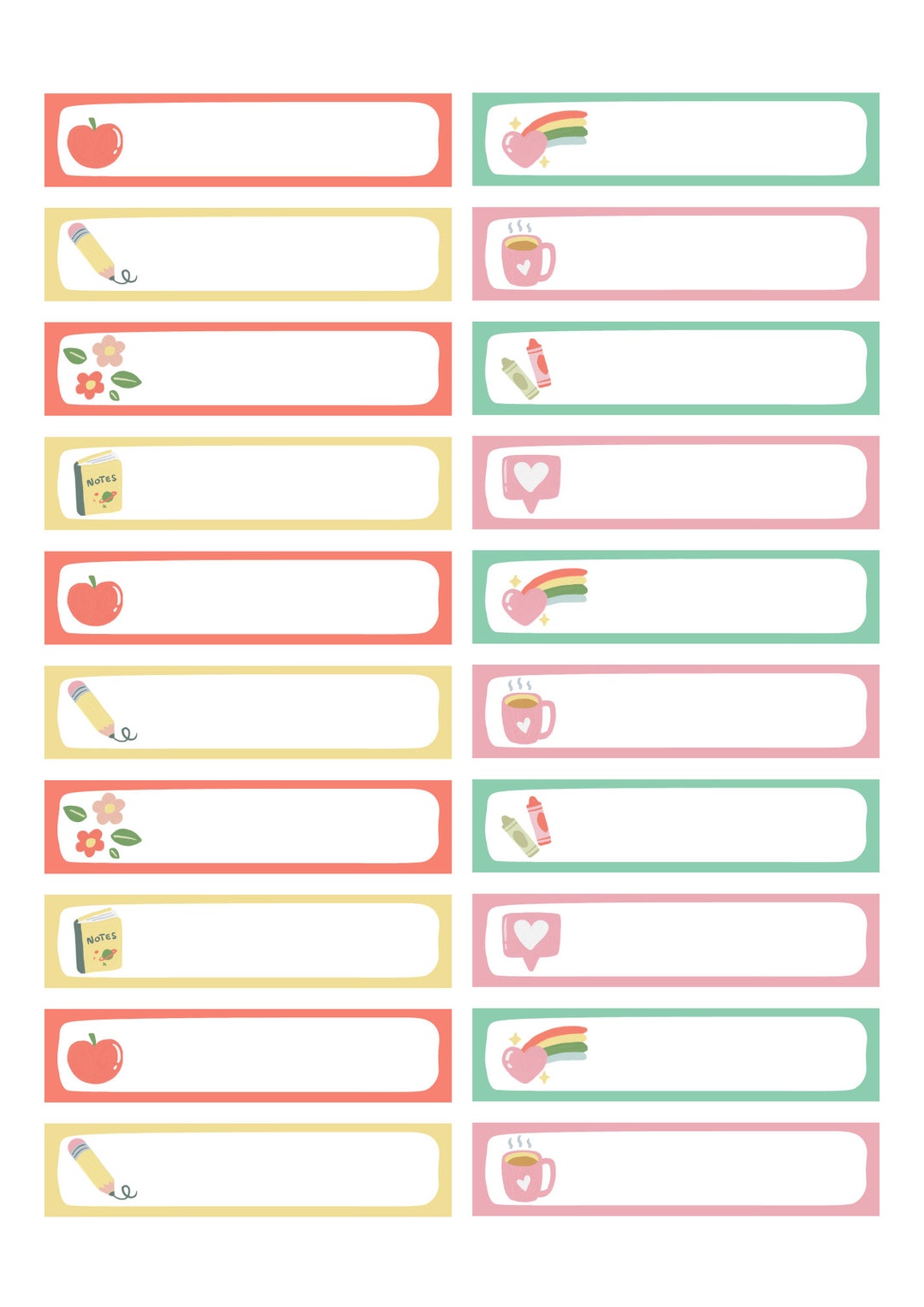 Charming Pastel Name Labels: Instant Digital Download - Etsy