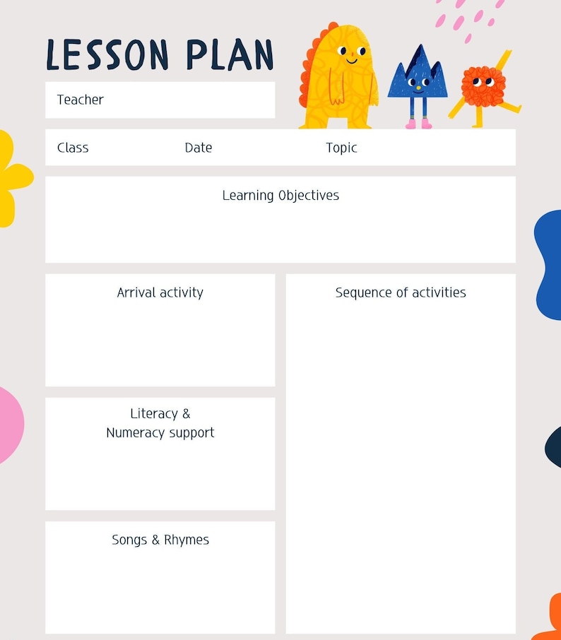 5 Pcs Lesson Plan Template, Lesson Planner Printable, Homeschool ...