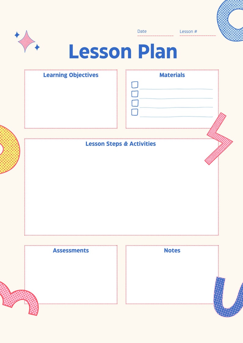 5 Pcs Lesson Plan Template, Lesson Planner Printable, Homeschool ...