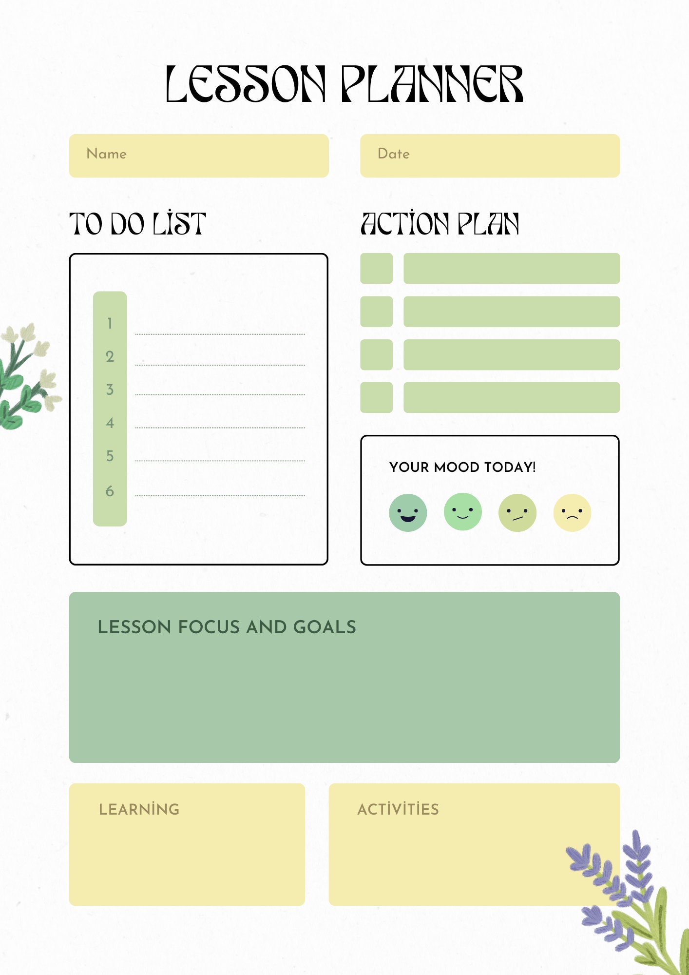 5 Pcs Lesson Plan Template, Lesson Planner Printable, Homeschool ...