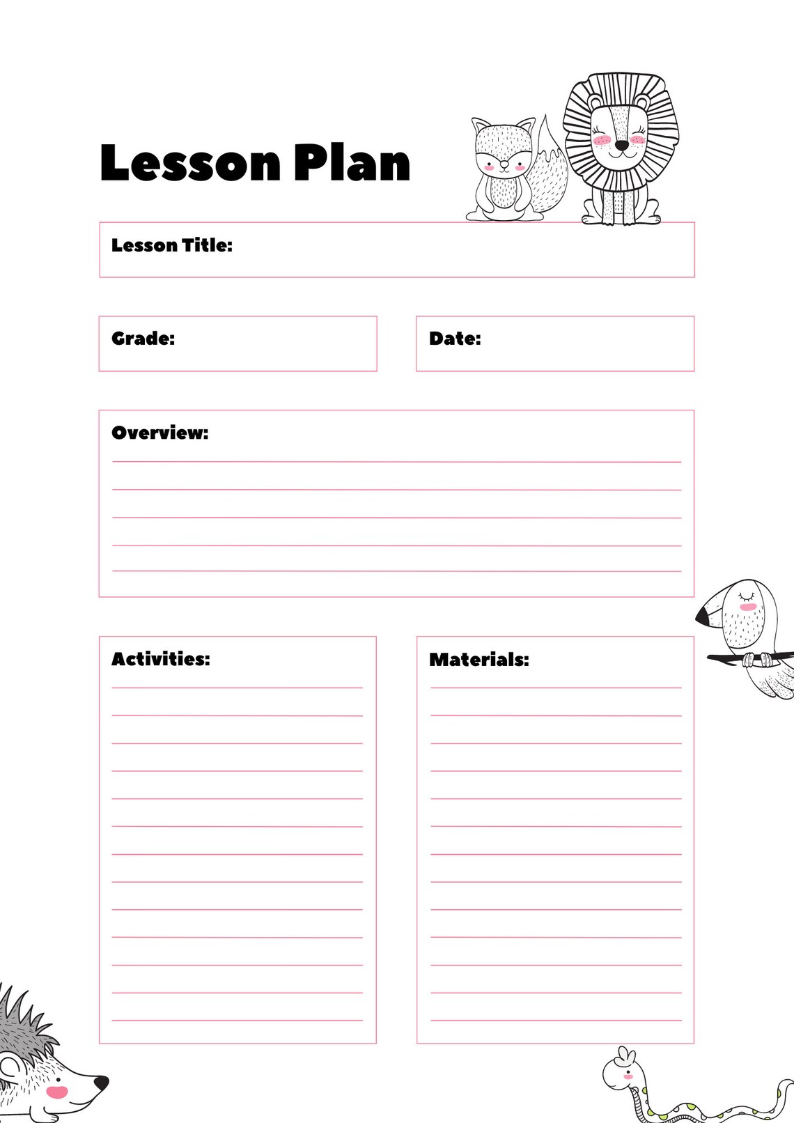 5 Pcs Lesson Plan Template, Lesson Planner Printable, Homeschool ...