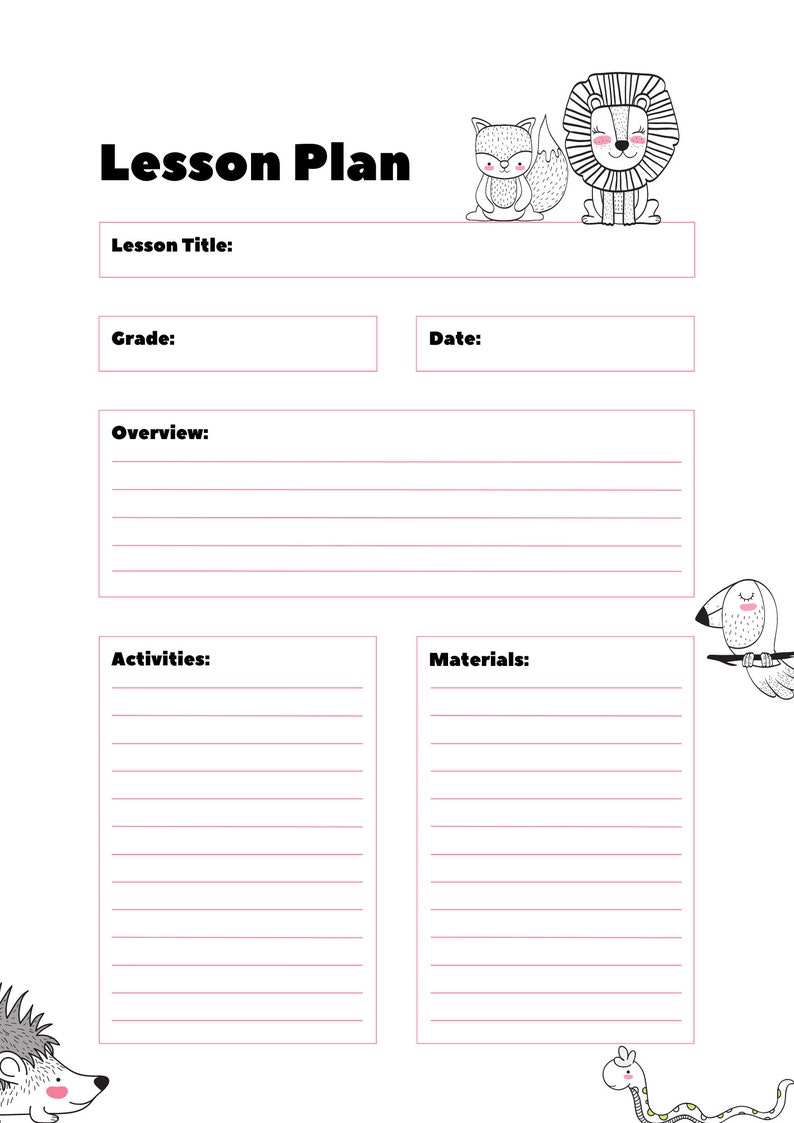 5 Pcs Lesson Plan Template, Lesson Planner Printable, Homeschool ...