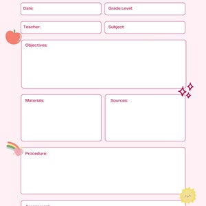 5 Pcs Lesson Plan Template, Lesson Planner Printable, Homeschool ...