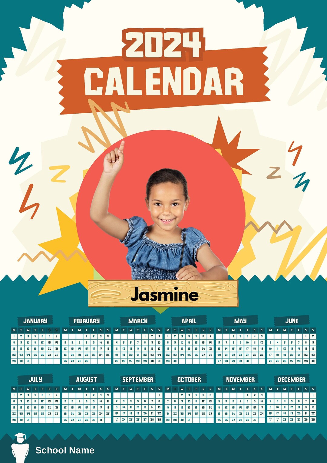 2024 Children's PDF Calendar, Kids Calendar, Customize Calendar ...