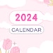 Pastel Pink Cute Illustrative 2024 With Notes Calendar A4 PDF 2024 ...