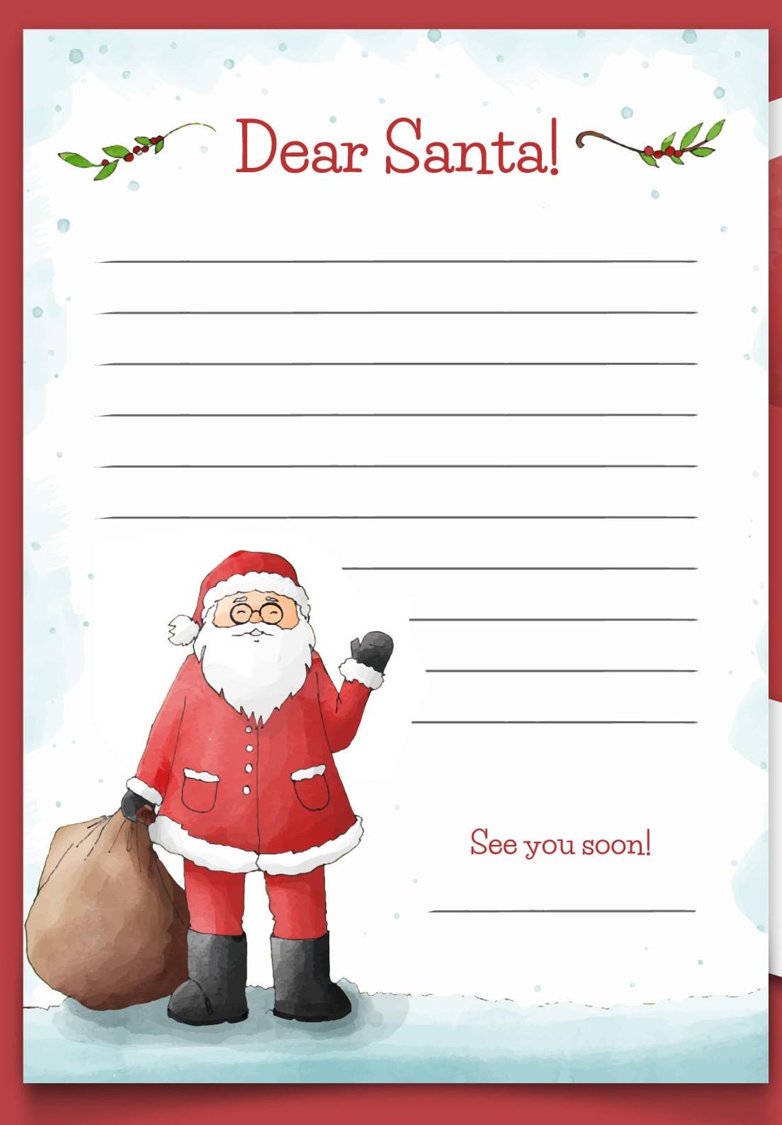 Letter to Santa Printable Santa Wish List Letters Christmas Letter Easy ...