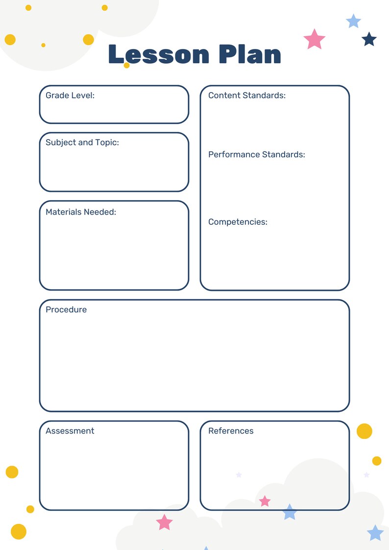 5 Pcs Lesson Plan Template, Lesson Planner Printable, Homeschool ...