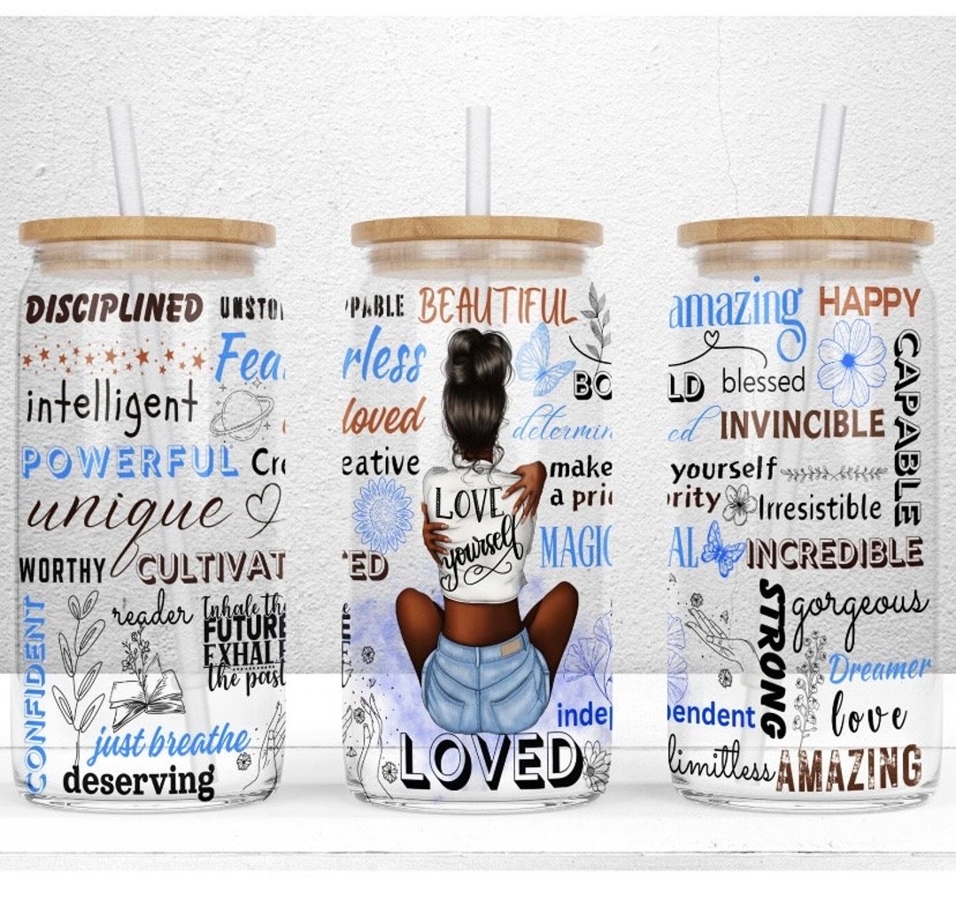 Black Woman Affirmationlibbey Glass, Self Love Glass, Woman Affirmation ...