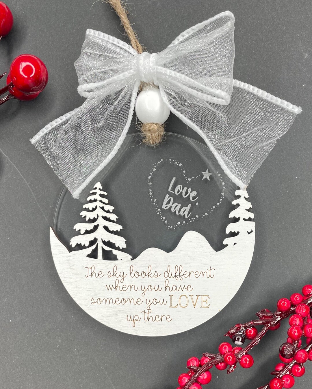 Memorial Christmas Ornament: Winter White Tree, in Loving Memory ...