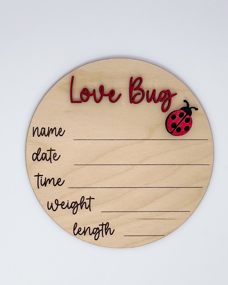 Ladybug Wood Hospital Announcement Photo Props, Baby Girl Personalized ...