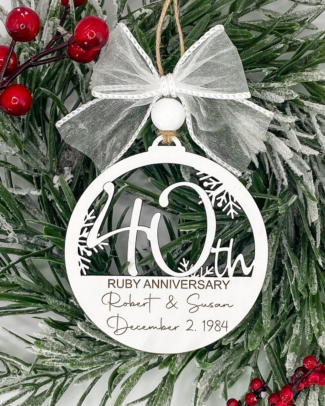 40th Anniversary Personalized Christmas Ornament, 40th Wedding ...