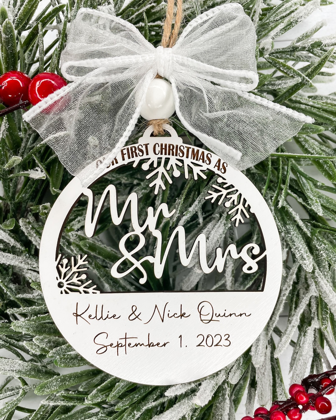 Personalized Wedding Christmas Ornament, Our First Christmas Married ...