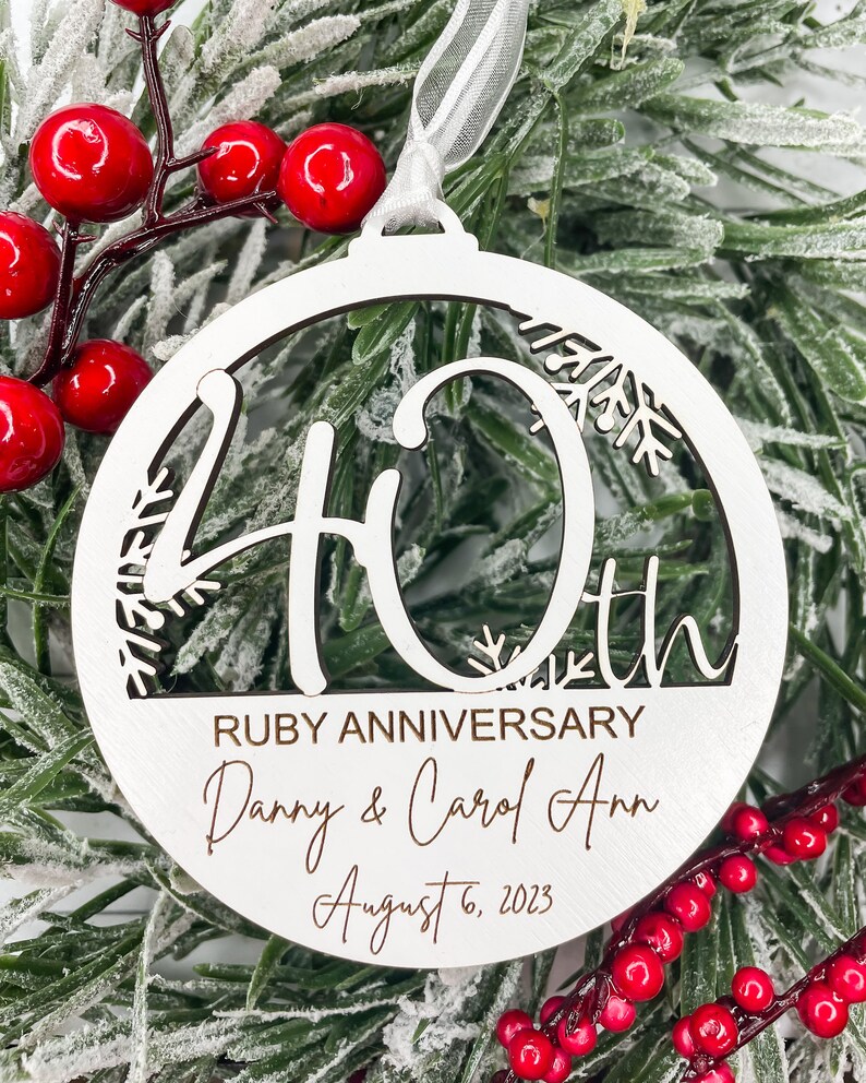 40th Anniversary Personalized Christmas Ornament, 40th Wedding ...