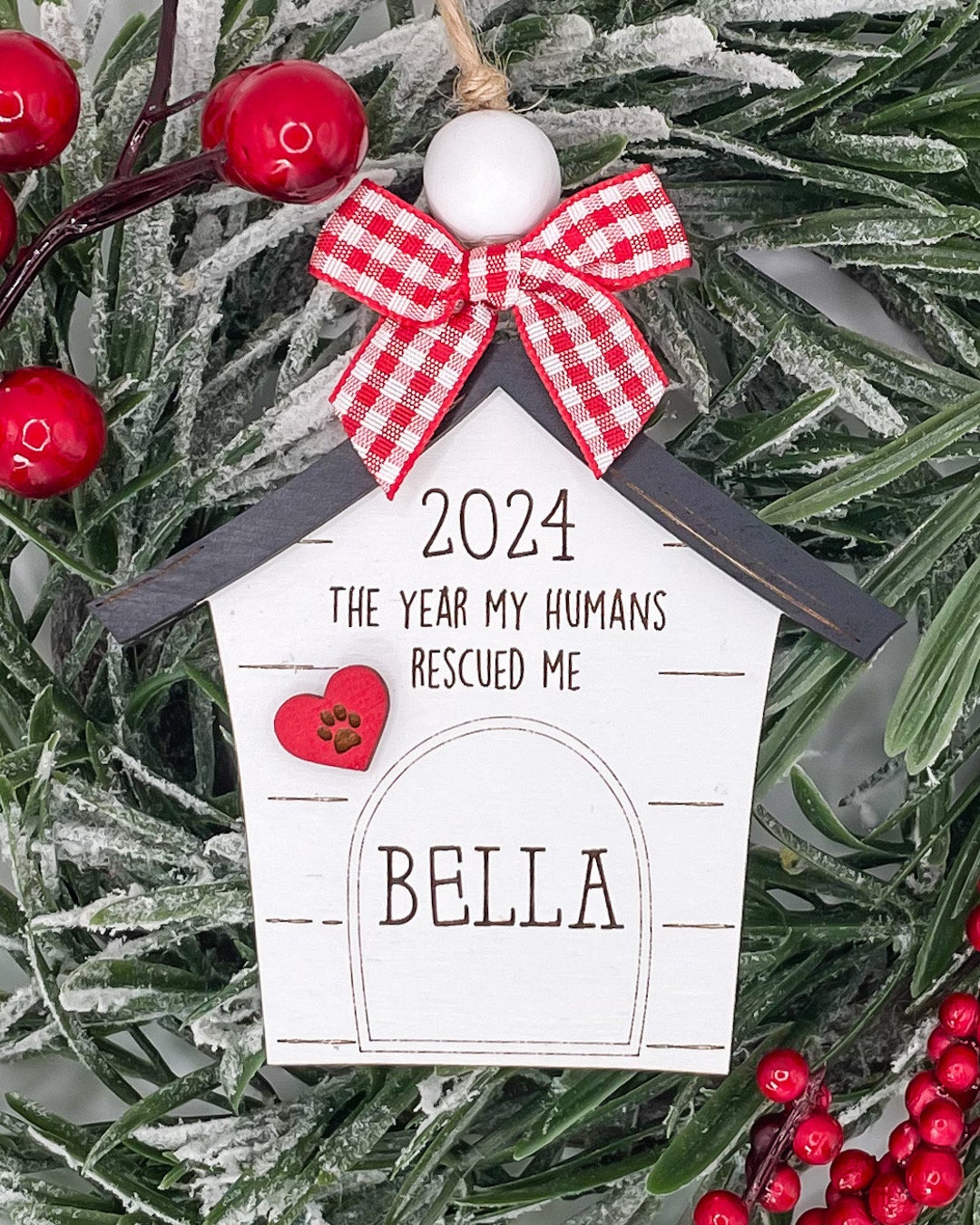 Personalized Dog Adoption Ornament, Gift for Pet Lovers, Dog House With ...