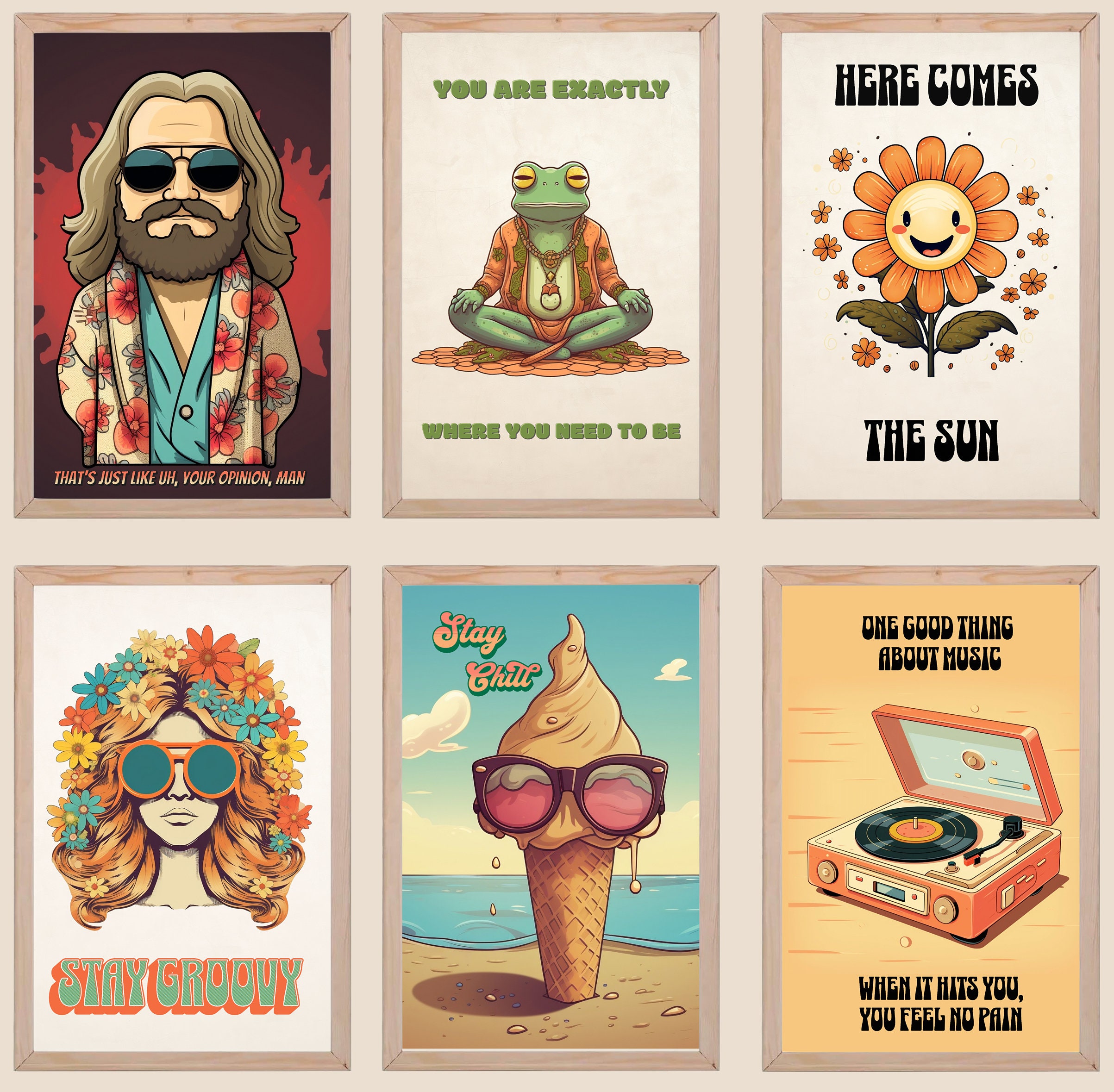 Retro Quote Print Set of 24, Trendy Wall Art, Printable Quote Posters ...