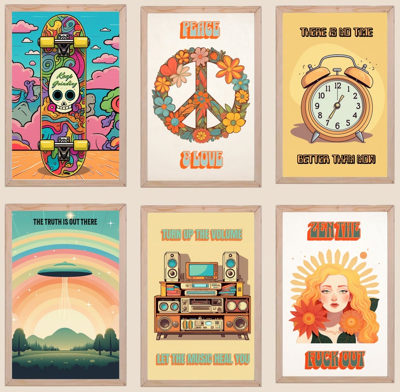 Retro Quote Print Set of 24, Trendy Wall Art, Printable Quote Posters ...