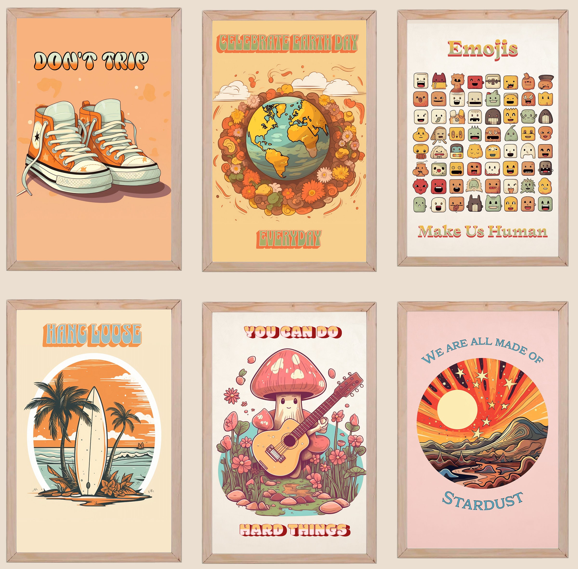 Retro Quote Print Set of 24, Trendy Wall Art, Printable Quote Posters ...