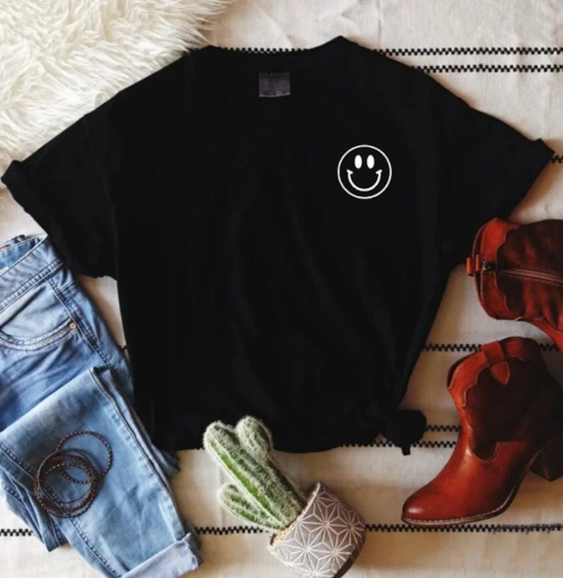 Smiley Face T-shirts, Happy T-shirt, Smiley Minimal Shirt, Retro Smiley ...