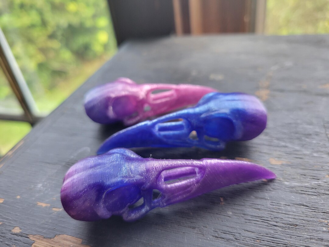 3 Galaxy Bird Skulls in Purple, Pink and Indigo! Raven Skull, Crow ...
