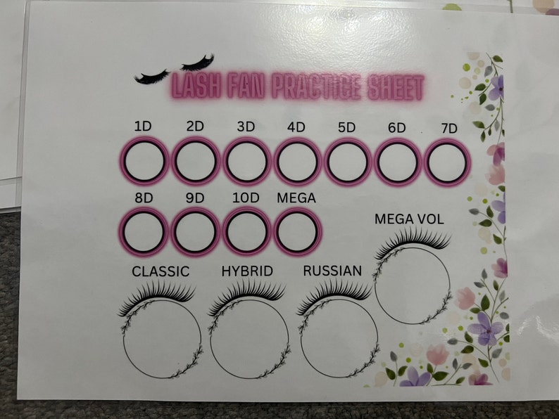 Lash Practice Sheet - Etsy