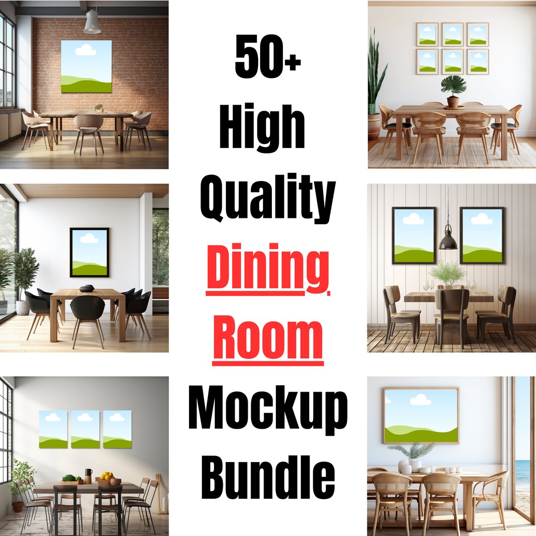 Dining Room Frames & Canvas Mockup Bundle, Interior Mockups, Digital ...