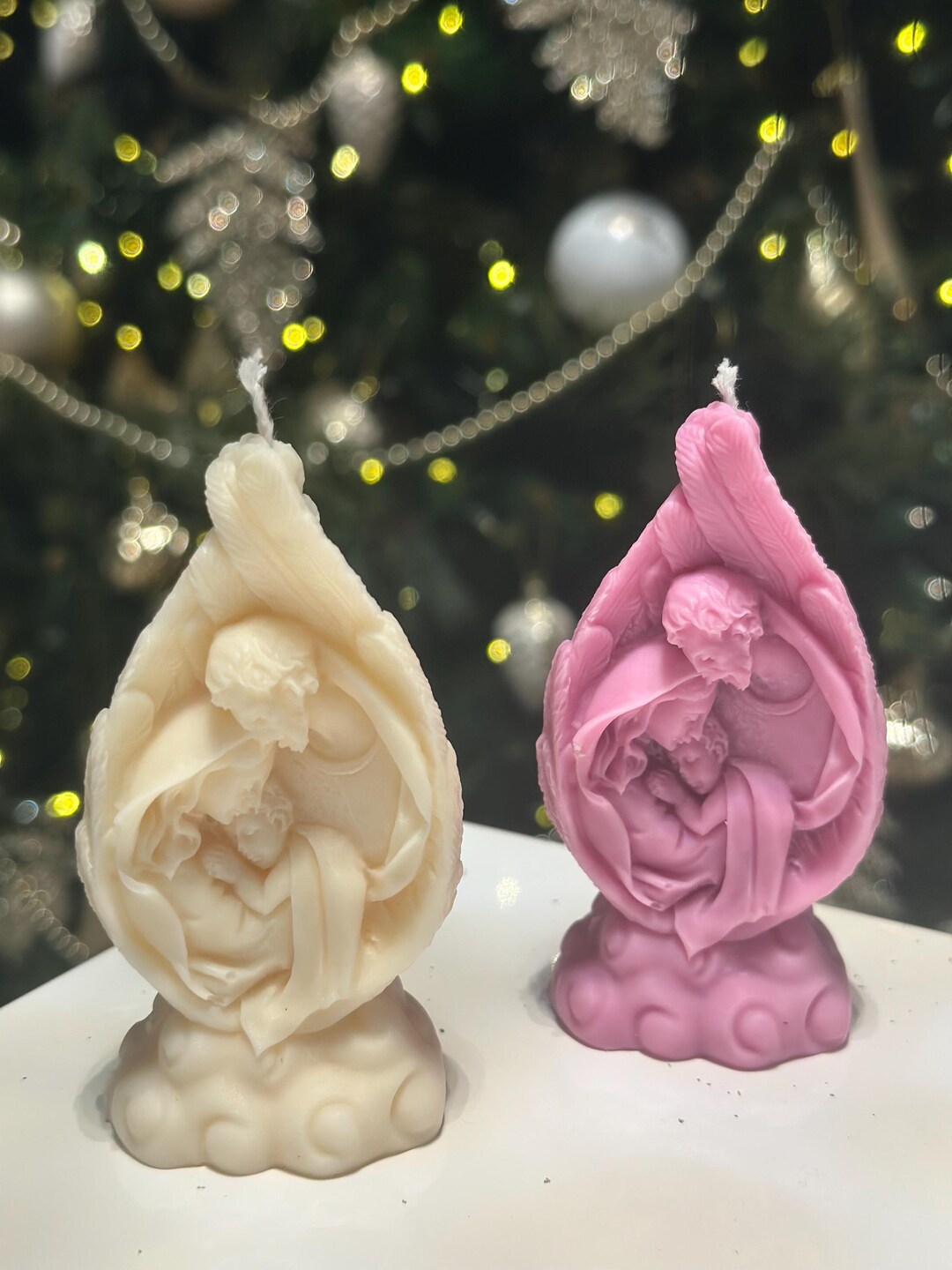 Nativity Family in Angel's Feathers Candle - Etsy