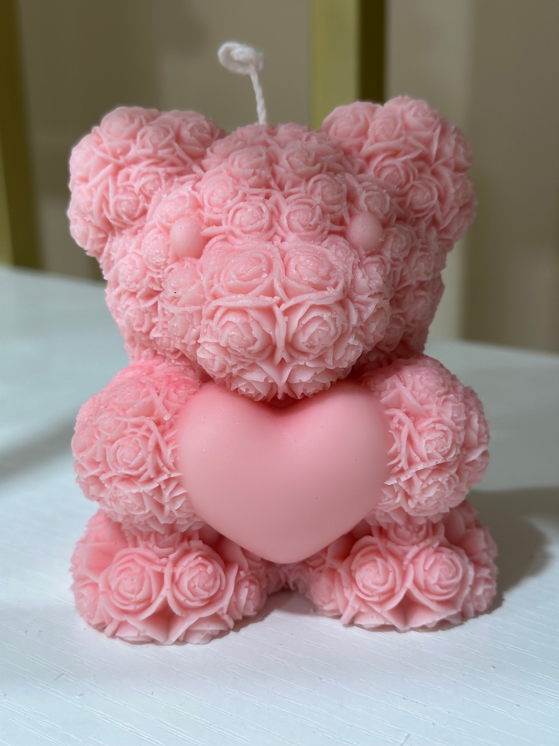 Rose Heart Bear Candle - Etsy