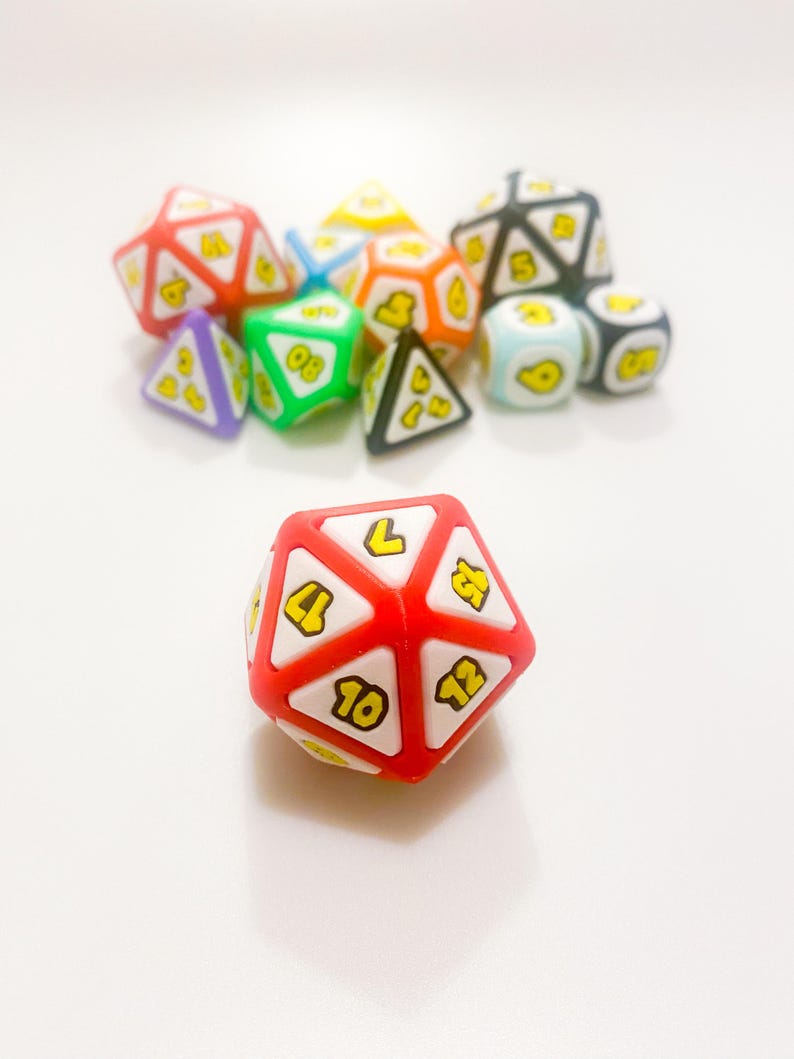 Dnd Dice Set Mario Themed - Polyhedral Dice for RPG - D4 D6 D8 D10 D ...