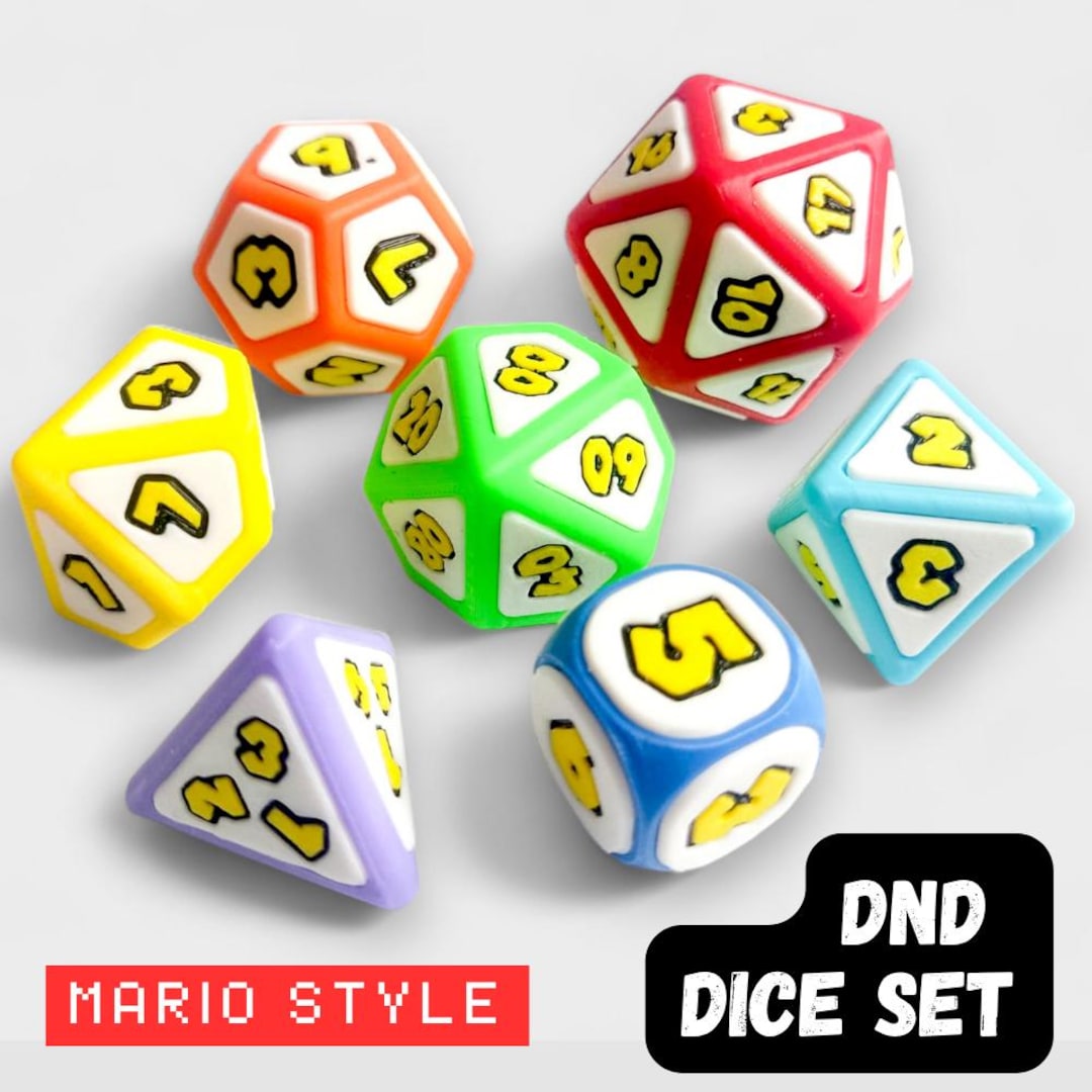 Dnd Dice Set Mario Themed - Polyhedral Dice for RPG - D4 D6 D8 D10 D ...