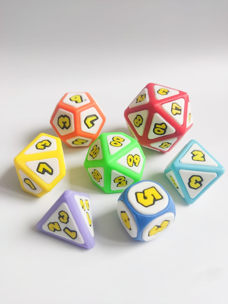 Dnd Dice Set Mario Themed - Polyhedral Dice for RPG - D4 D6 D8 D10 D ...