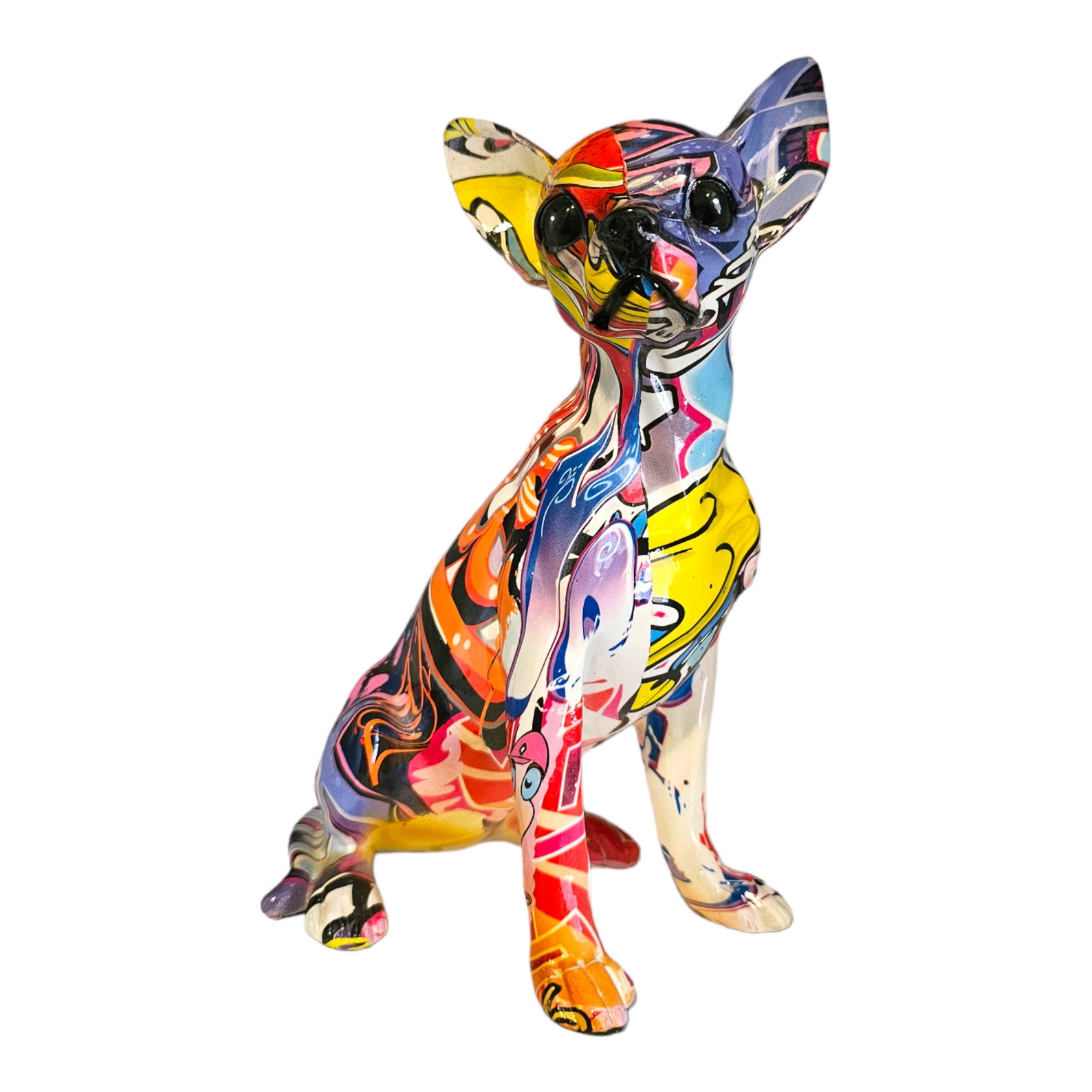 Creative Chihuahua Statue,indoor Decor Splash Color Chihuahua ...