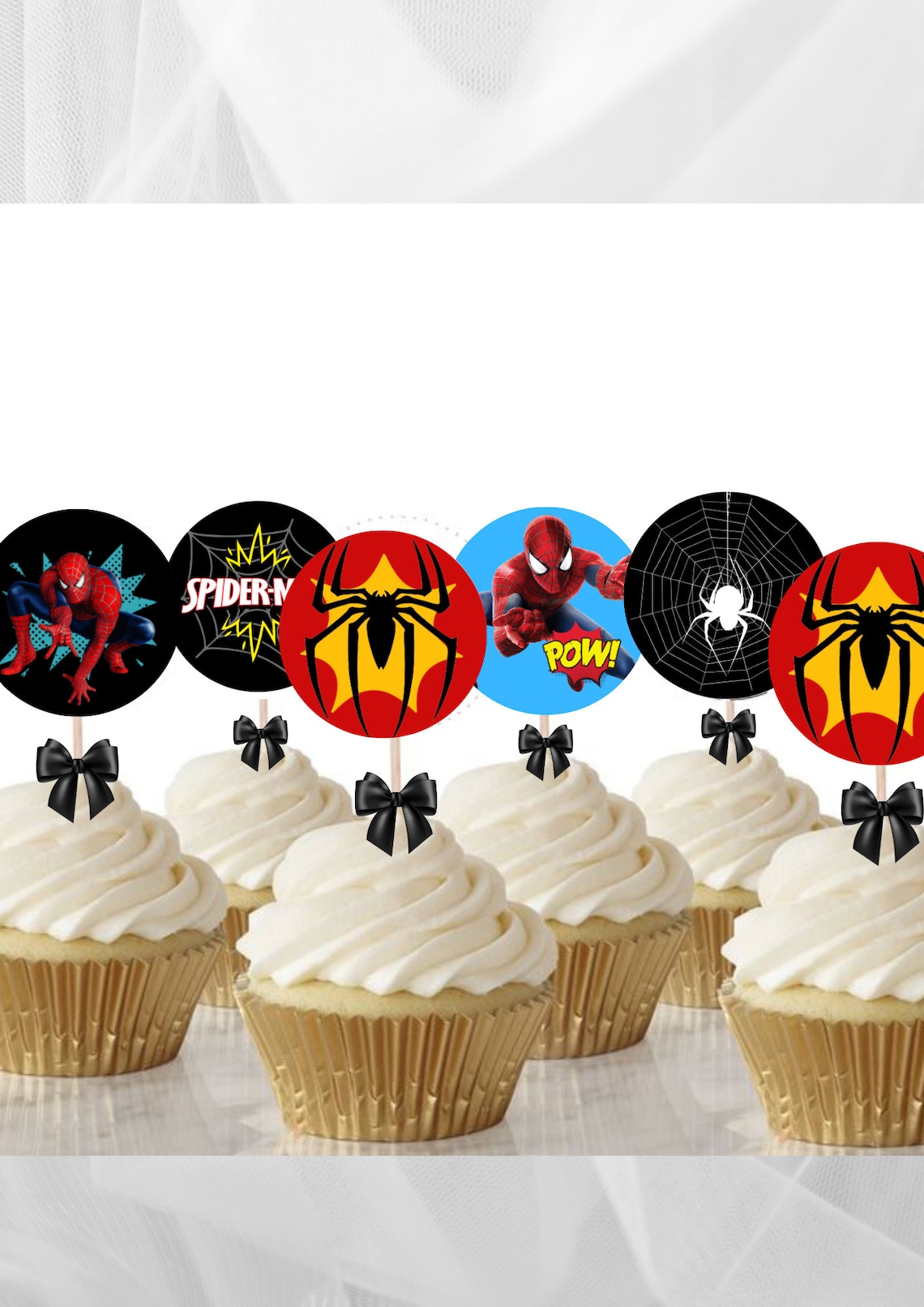 Spiderman Cupcake Toppers Printable, Superhero Decorations, Comic Book ...