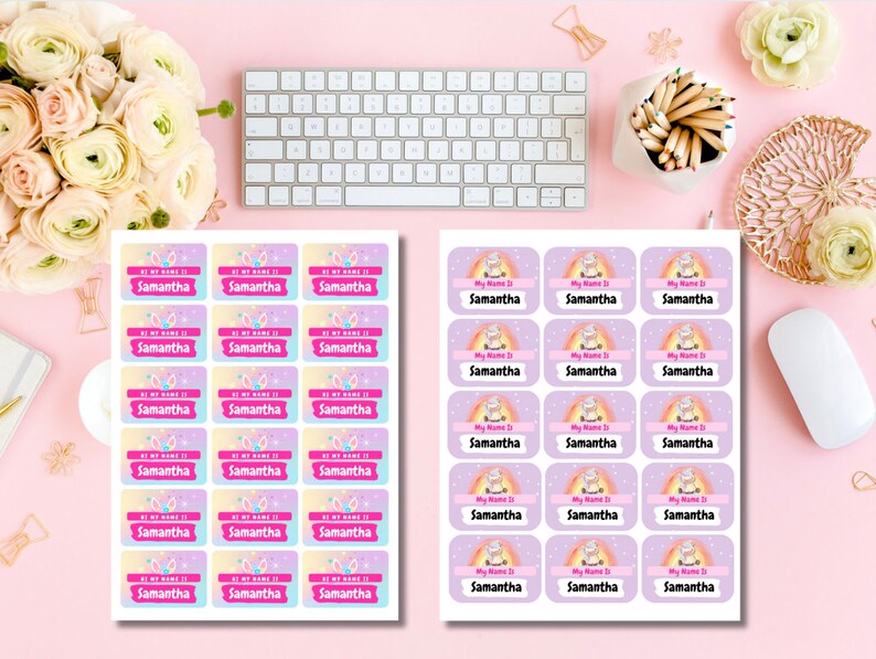 Unicorn Printable Editable Name Labels School Supplies Name Tags ...