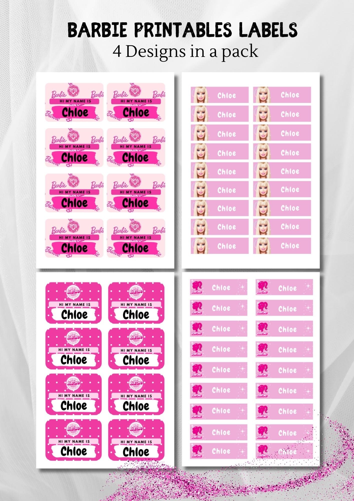 Barbie Name Stickers