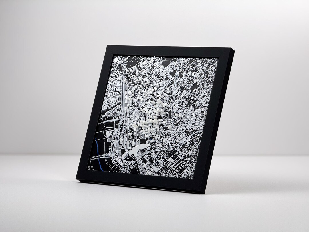 Dallas 1:20k Scale 3D City Map | Framed 8x8 Home and Office Decor - Etsy