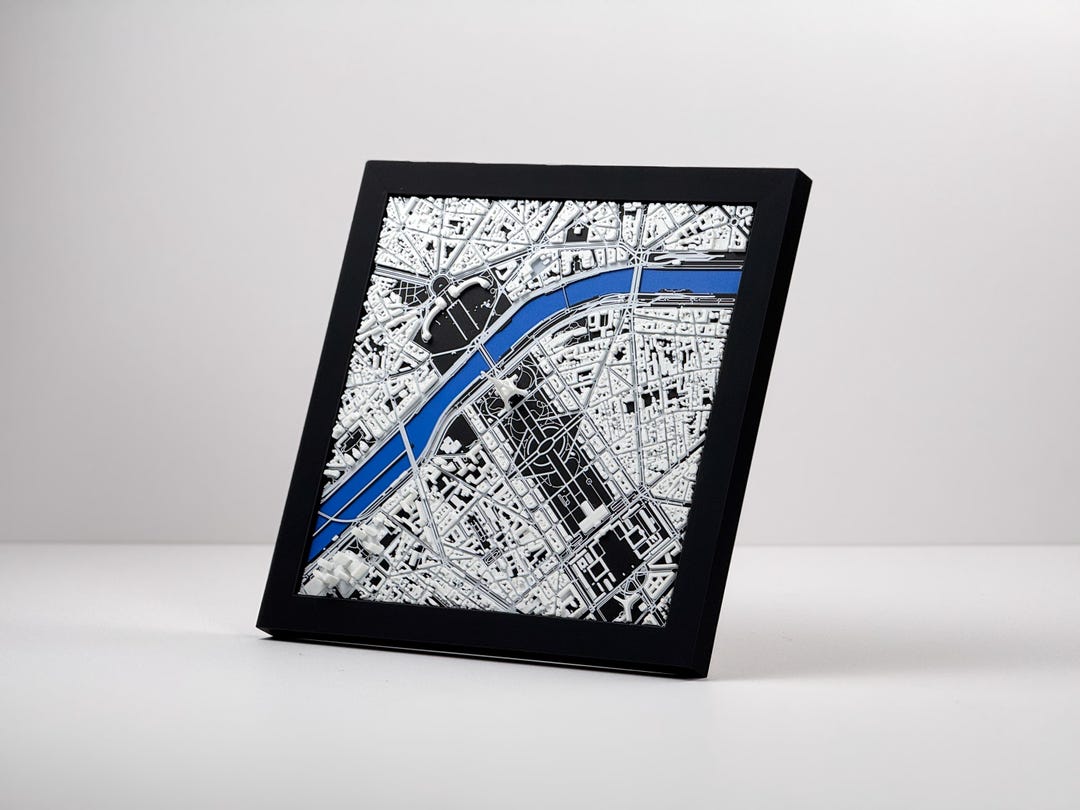 Paris 1:10k Scale 3D City Map | Framed 8x8 Home and Office Decor - Etsy