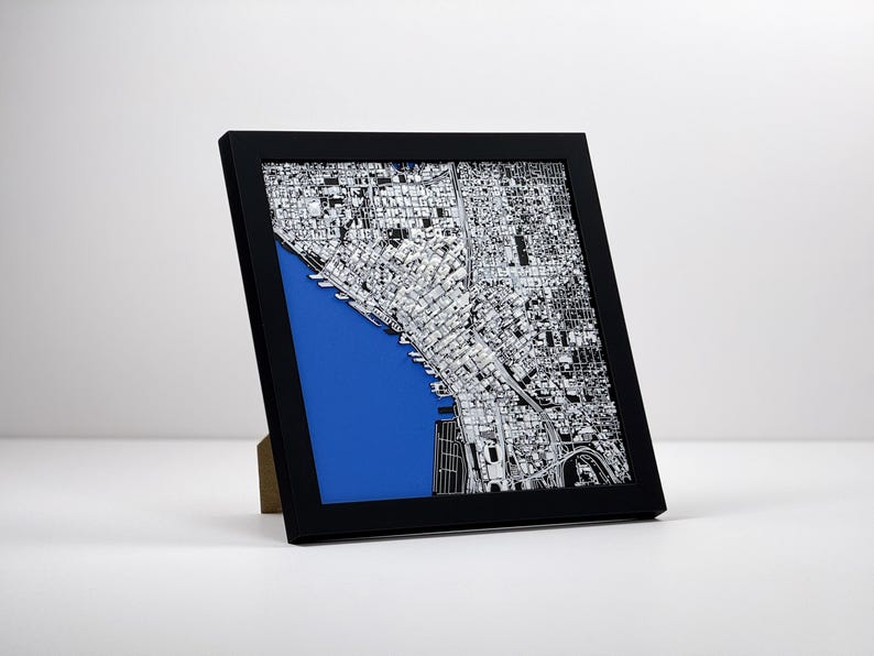 Seattle 1:20k Scale 3D City Map | Framed 8x8 Home and Office Decor ...