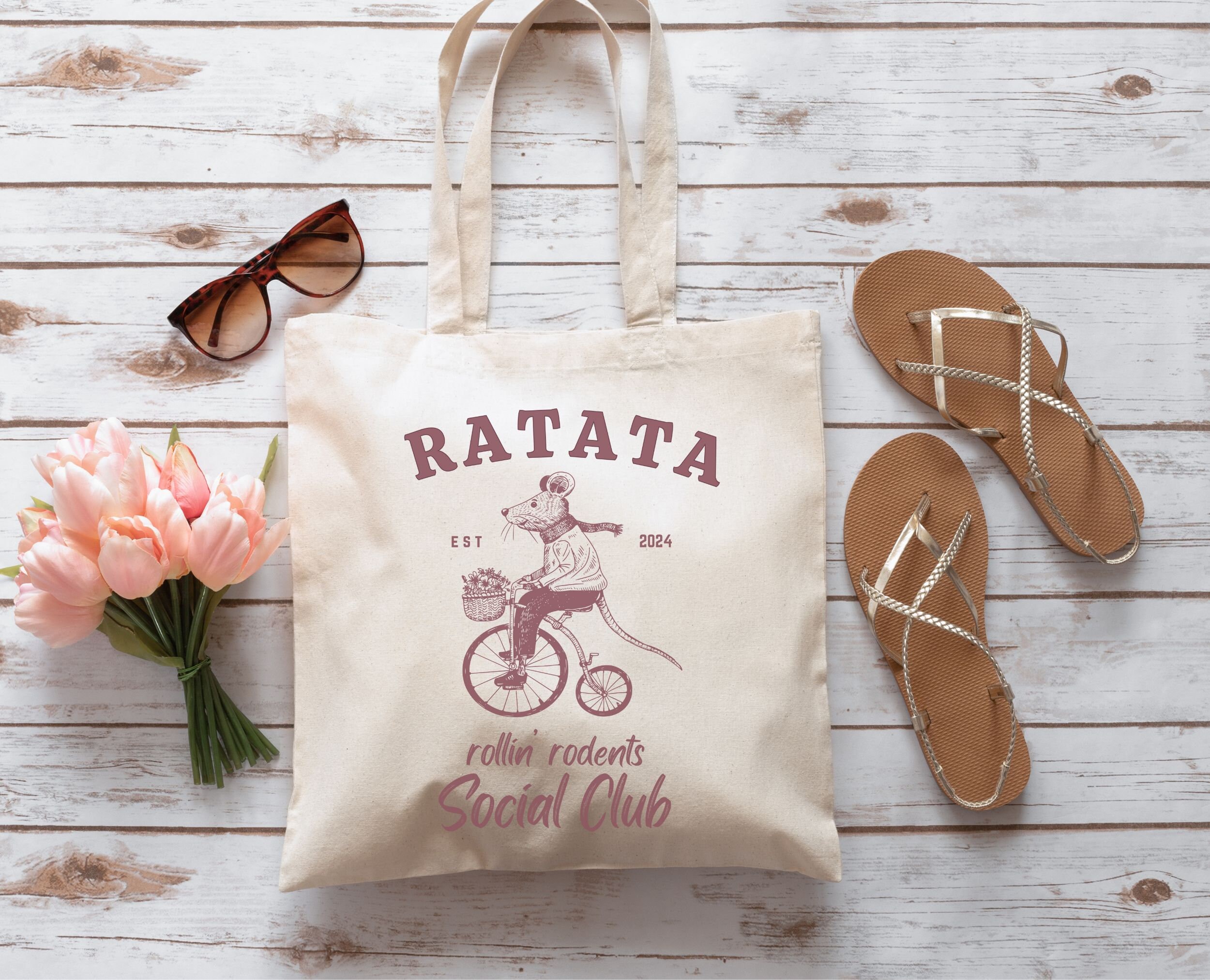 Rodent Social Club Tote Bag, Rat 90s Vintage Wear, Funny Rat Apparel ...